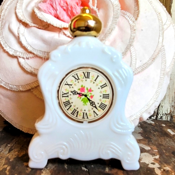 Unique Vintage | Accents | Avon Victorian Clock Glass Bottle Milkglass ...